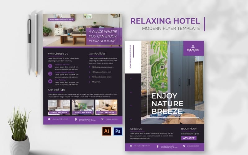 The Relaxing Hotel Flyer Print Template - TemplateMonster