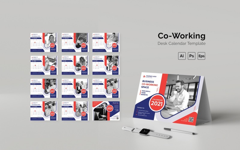 Co - Working Desk Calendar #188278 - TemplateMonster