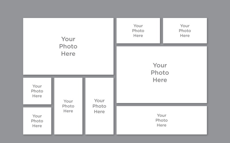 Nove foto moodboard modello Mockup #188352 - TemplateMonster