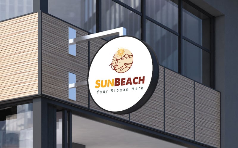 Sun Beach Logo Design Template #188407 - TemplateMonster