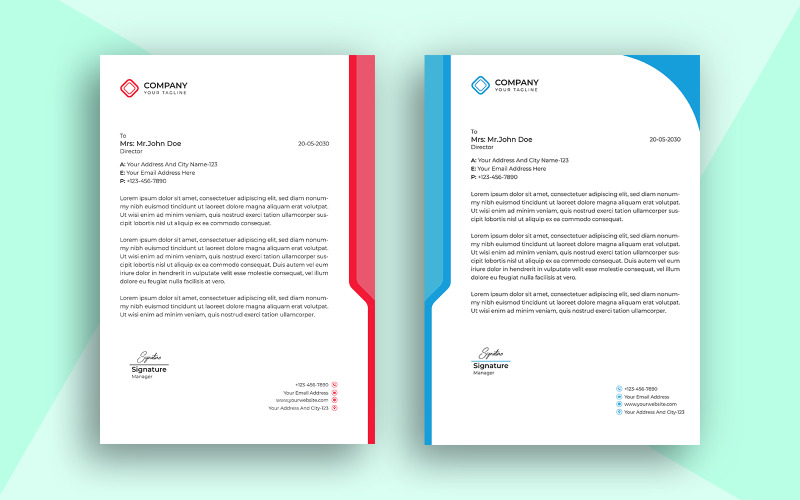 Letterhead Template Simple Design and Vector Template Design With Red ...