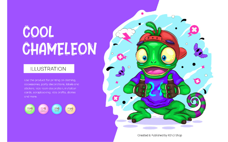 Chameleon Cartoon Character Vector #188755 - TemplateMonster
