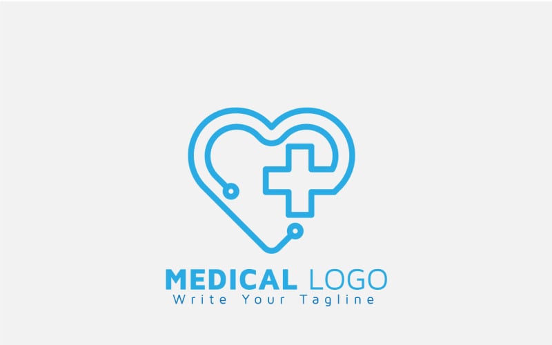 Lékařské Logo Design s konceptem kříže a lásky.