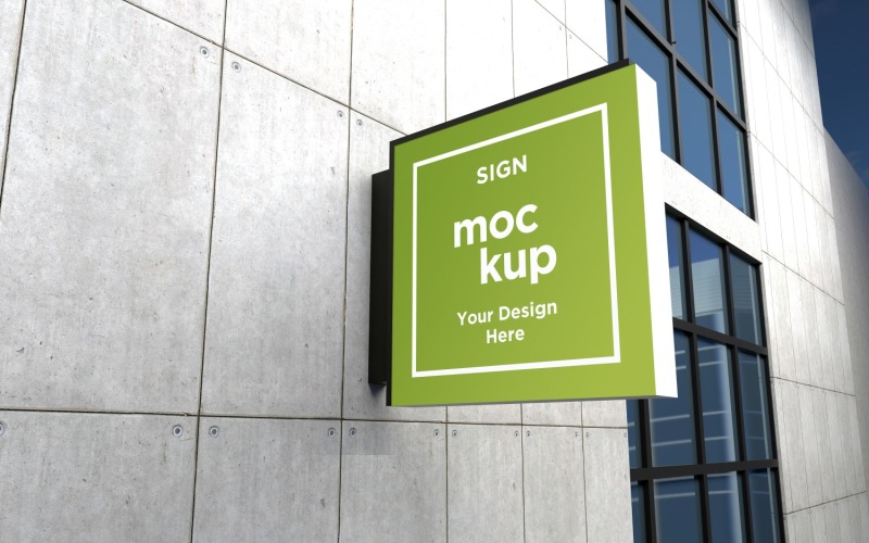Wall Mount Square Signage Mockup Template - TemplateMonster