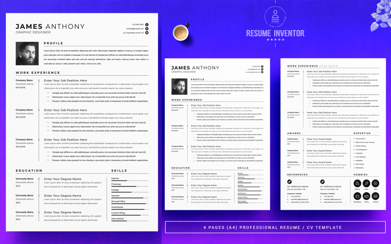 Plantillas de CV imprimibles de James Anthoni