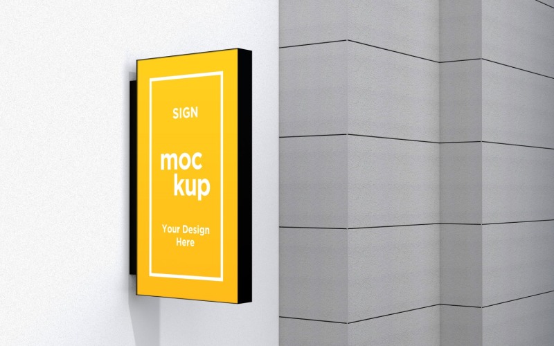 Rectangular Wall Mount Sign Board Mockup Template