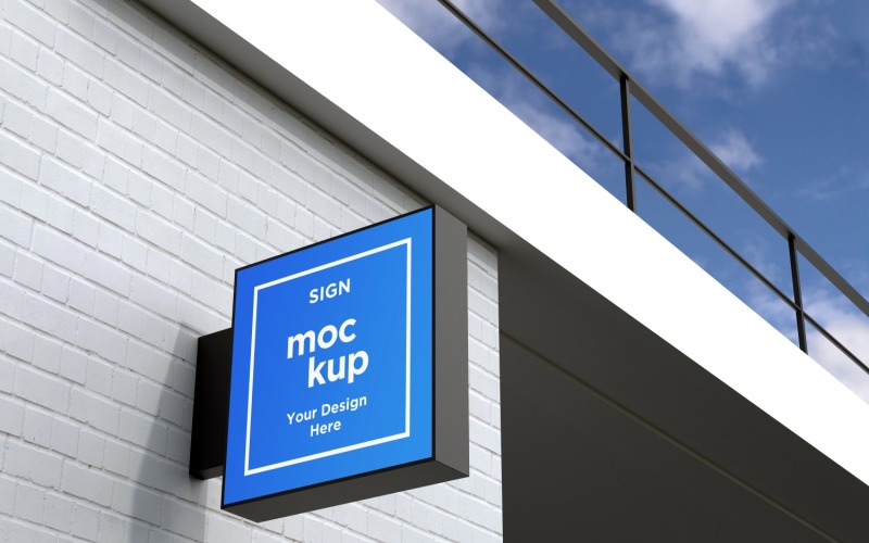Square Wall Signage Mockup Template #189556 - TemplateMonster