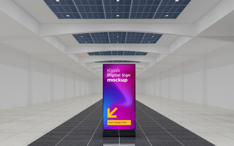 Blank Interactive Totem Digital Sign Mockup - TemplateMonster