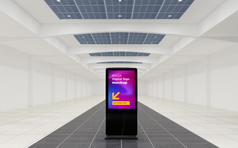 Digital LCD Display Sign Front View Mockup Template