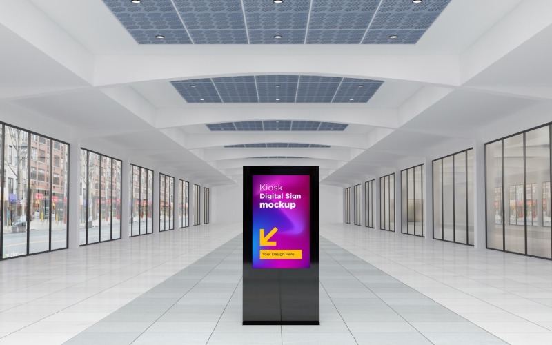 Information Digital Sign Front View Design Mockup Template