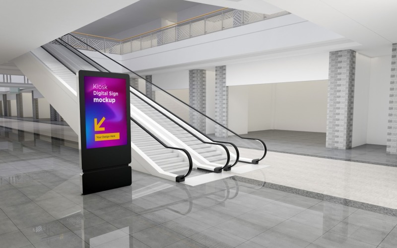 Kiosk Empty Totem Digital Sign Mockup Template