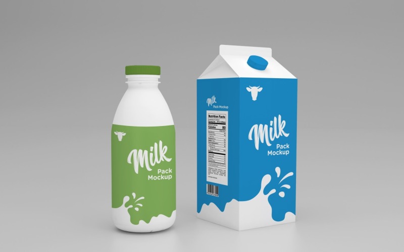 One Liter Pack And Bottle Mockup Template - TemplateMonster