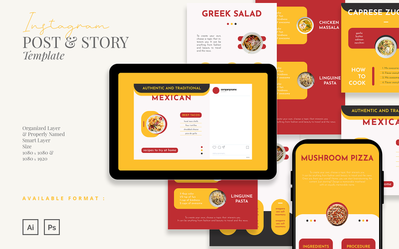 Food Recipe Instagram Template Social Media - TemplateMonster