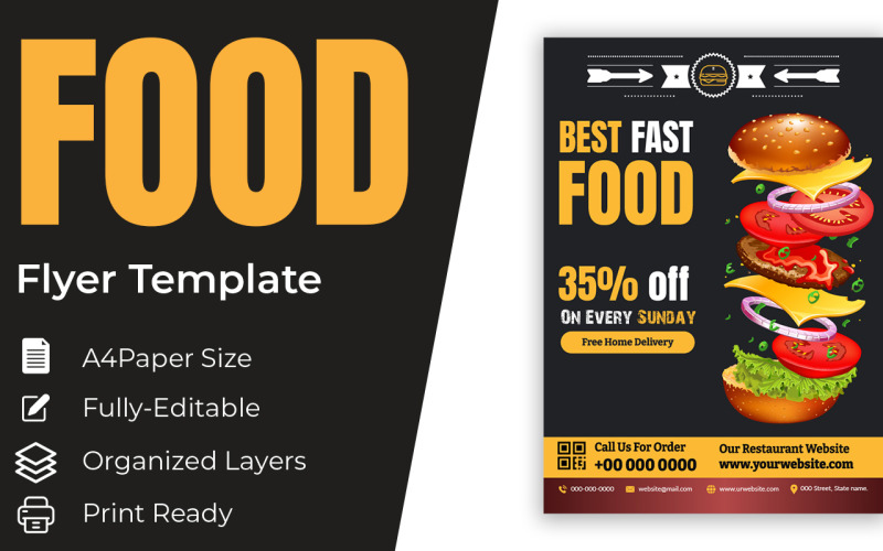 Green Color Restaurant Menu Template Banner Menu Brochure Design