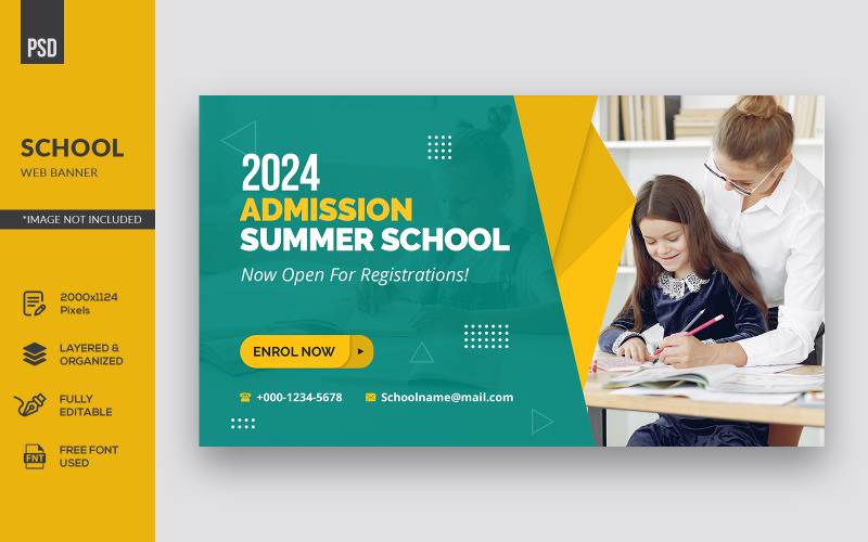 Modern School Education Web Banner Corporate Identity Template