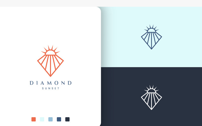 Diamond Sun Logo Simple Mono Line #190438 - TemplateMonster