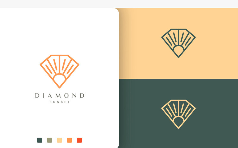 Diamond Sun Logo Unique Line Art Style - TemplateMonster
