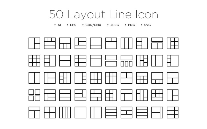 50 Layout Outline icon Set #190499 - TemplateMonster