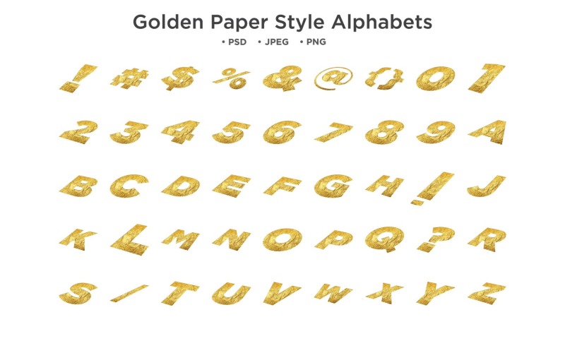 Golden Paper without BG Style Alphabet, Abc Typography