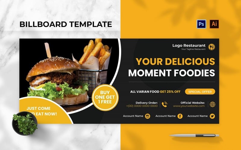 Delicious Food Billboard Landscape #190771 - TemplateMonster