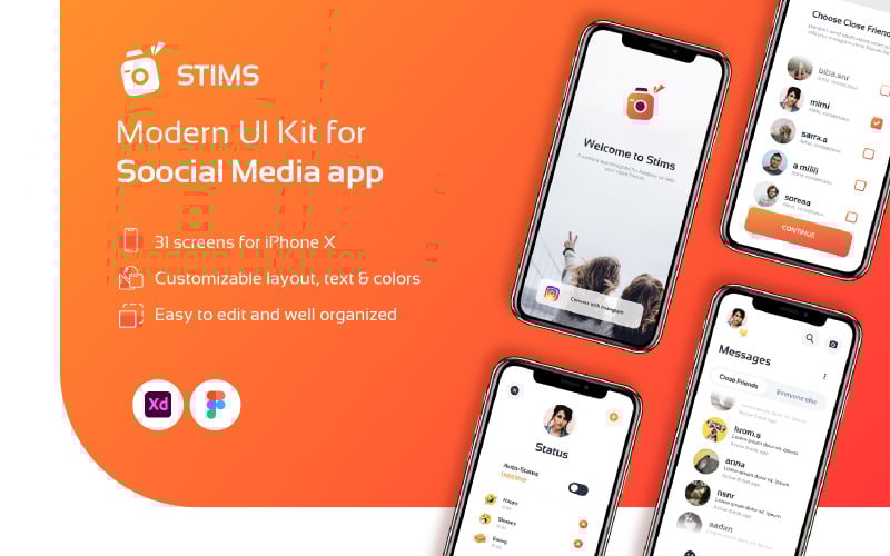 Social UI Kit Design - STIMS UI Elements - TemplateMonster