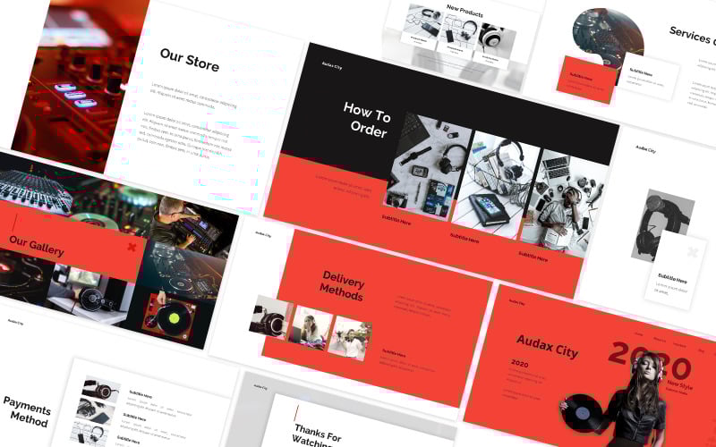 Audio Store Google Slides Template #191254 - TemplateMonster
