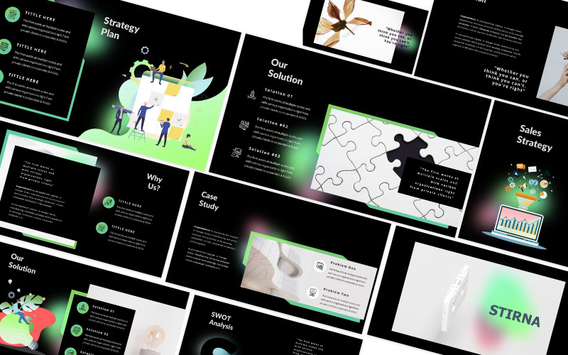Modèle Powerpoint noir Stirna #191309 - TemplateMonster