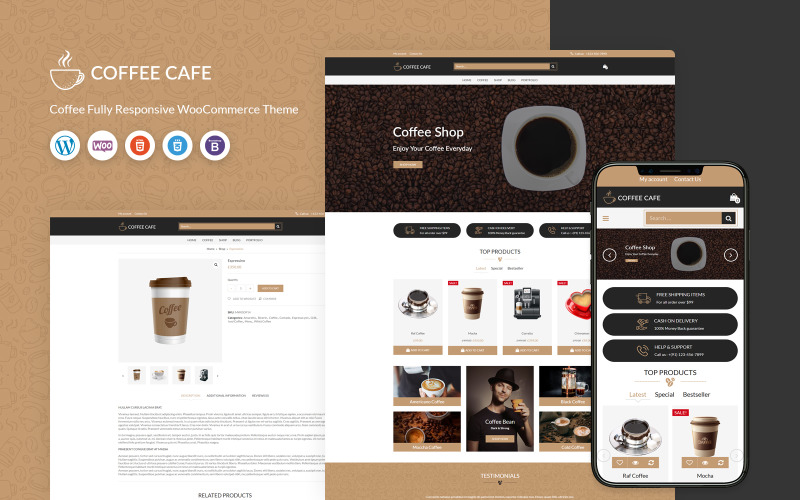 Coffee Cafe - Modelo WooCommerce #191441 - TemplateMonster
