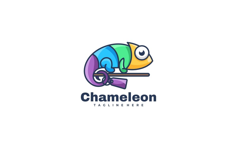 Estilo do logotipo da mascote da cor camaleão