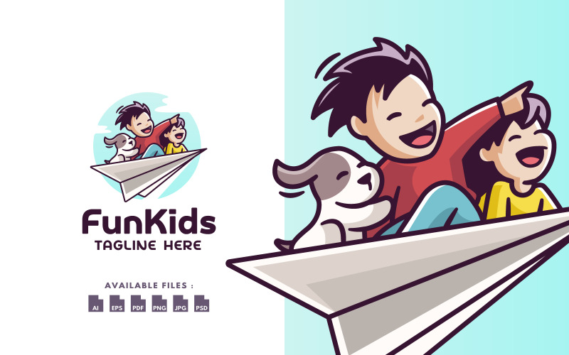 Friendly Kids Flying Logo #191477 - TemplateMonster