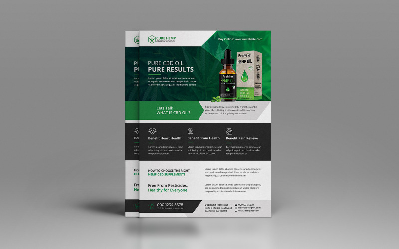 Hemp Product Oil Flyer Template #191728 - TemplateMonster