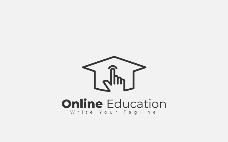 Minimal Education Logo Hand Cursor And Cap - TemplateMonster