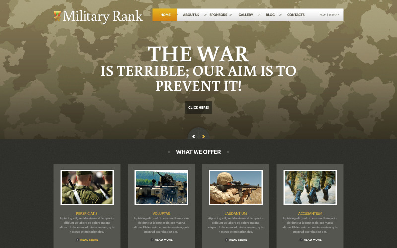 Mais de 4 modelos de bootstrap militares gratuitos - TemplateMonster