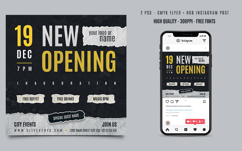 New Opening Event Flyer Template Design - TemplateMonster