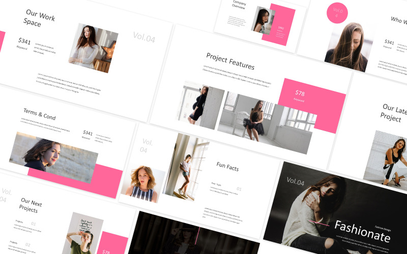 Modello PowerPoint Lookbook alla moda - TemplateMonster