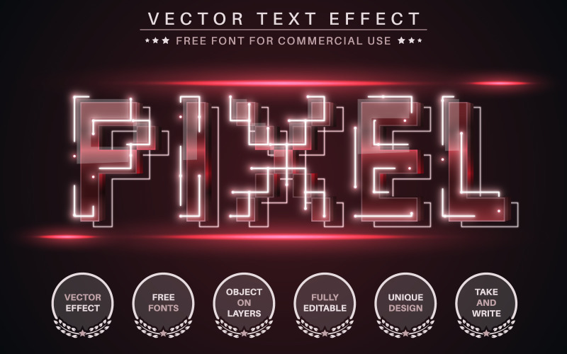 Red Pixel - Effet de texte modifiable, style de police, illustration ...