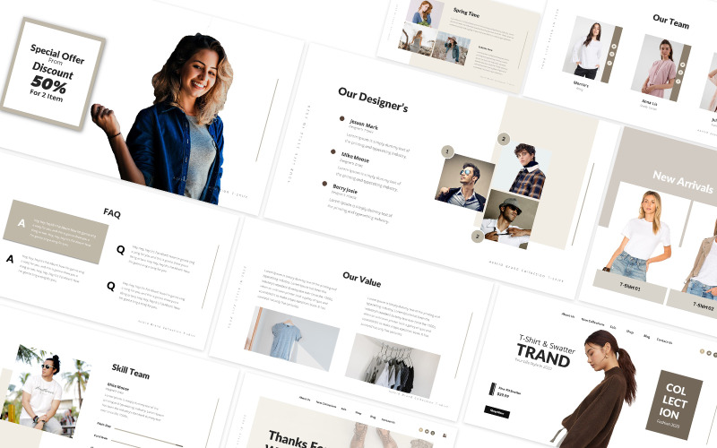 Modèle PowerPoint de magasin de t-shirts - TemplateMonster