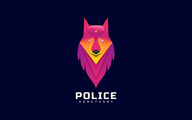 Police Wolf Gradient Colorful Logo #195000 - TemplateMonster