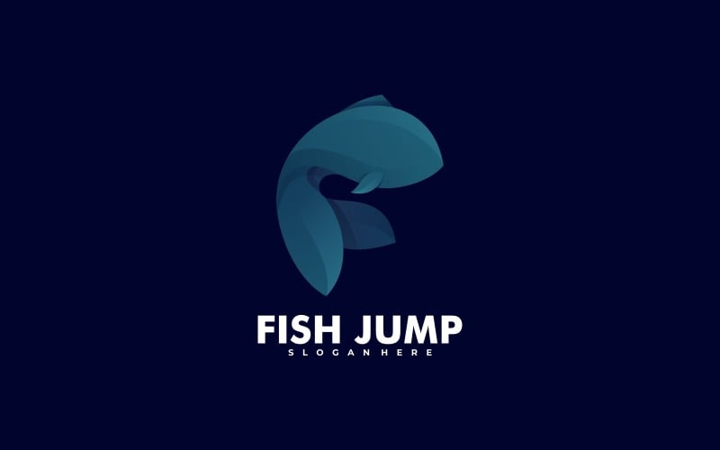 Fish Jump Gradient Logo Style #197540 - TemplateMonster