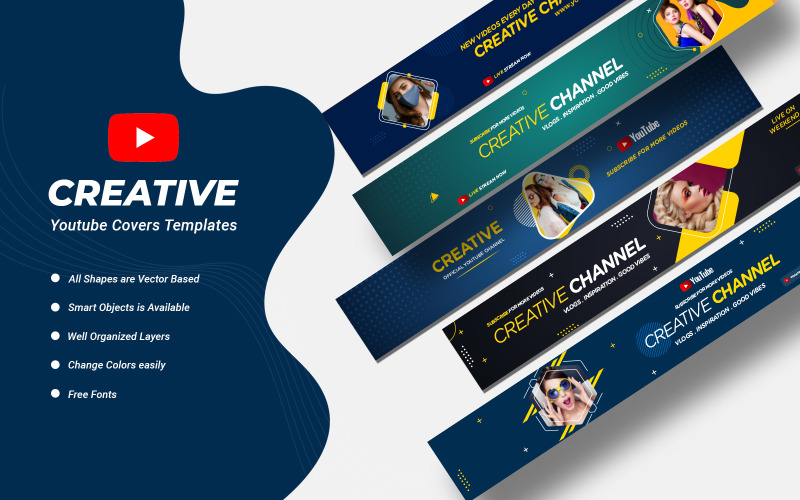 Creative Youtube Cover Templates #201288 - TemplateMonster