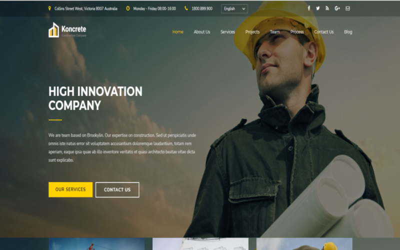 Koncrete Construction-One Page HTML5 Website Template