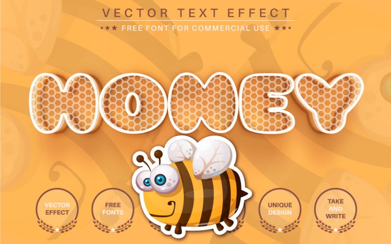 Sweet Yellow Honey - Editable Text Effect, Font Style, Graphics ...