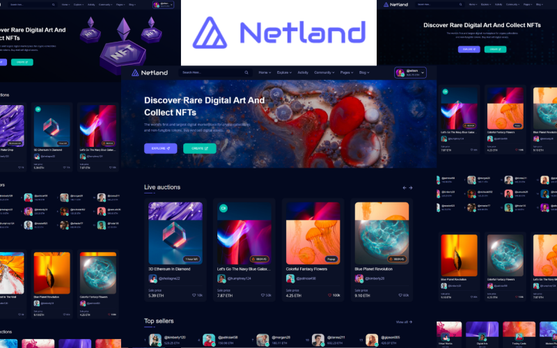 Netland – Modèle HTML5 du marché NFT - TemplateMonster