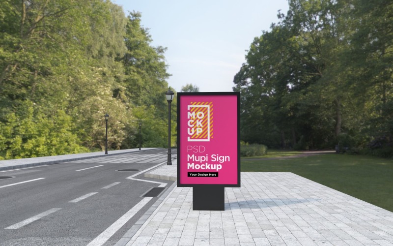 Mupi Signage roadside Mockup Template - TemplateMonster