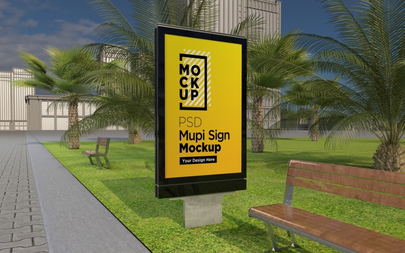 Mupi billboard poll signage mockup template - TemplateMonster