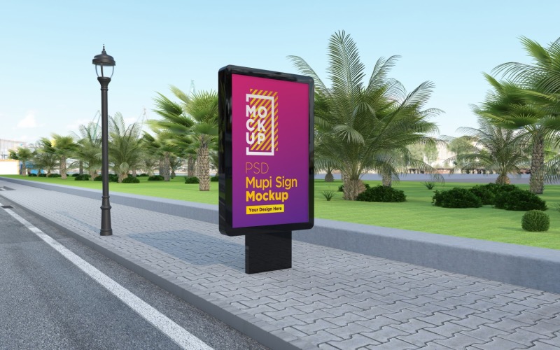 Mupi poll roadside signage mockup #203234 - TemplateMonster
