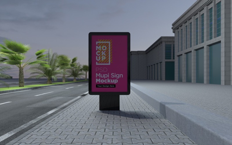Mupi double sided sign mockup template design 3d Rendering
