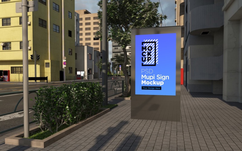 Mupi roadside advertising billboard mockup 3d rendering design template