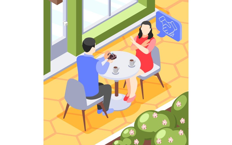 Friendzone Isometric Background Vector Illustration Concept