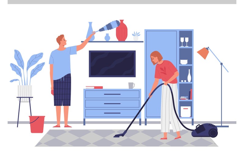 Cleaning Home Vector Illustration Concept - TemplateMonster
